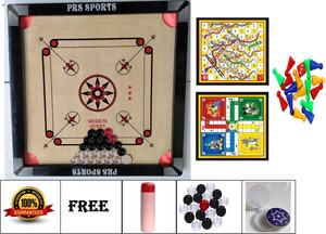 PRSSPORTS medium 26x26 inch cut pocket carrom board (combo pack) 26 cm ...