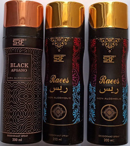 RAMSONS Black Afghano (200ml X 1) & Raees (200ml X 2)Deodorant Combo ...