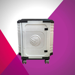 POWEREST Grey_White Plastic Inverter trolley with Door & Wheels Trolley ...