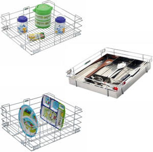 SMART SLIDE Utensil Kitchen Rack Steel Modular Kitchen Basket (15X20 ...