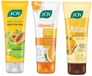 Joy Brightening Papaya & Vitamin C & Ubtan Facewash Combo 100ml Each ...