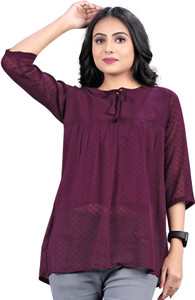 MACE Casual Self Design Women Purple Top - Buy MACE Casual Self Design ...