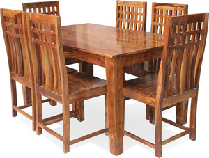 royal home Stripless 6 seater dining table, Long Back Chair, Natural ...