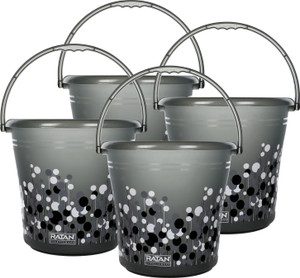 RATAN Frosty Bubble Print Pack of 4 Grey 25 L Plastic Bucket Price in ...