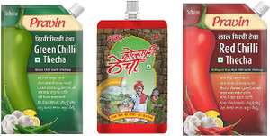 pravin Kolhapuri Thecha 4 Pack/Red Chilli 4Pack/Green Chilli Thecha 4 ...