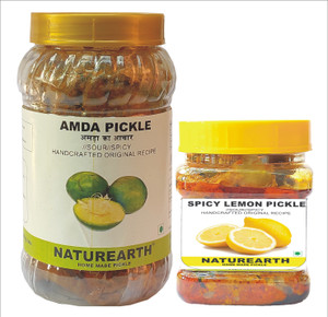 NaturEarth Amada Pickle & Spicy Lemon Pickle Combo ( 400+200 Gm) Maa Ke ...