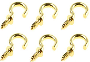 UAPAN Brass Plated J Hook Screw Eye Shape, Self Tapping Hooks (1 Inch ...