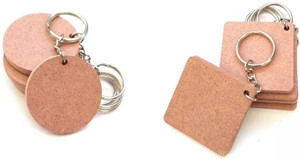 Gossar DIY Wooden Plain MDF Keychains for Art & Craft (10 Square and 10 ...
