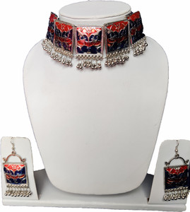 tanish trends Oxidised Silver Red, Blue Jewellery Set Price in India ...