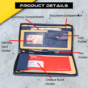 TEGWIN Blue Golden pu Leather Cheque Book Pouch Business Document ...