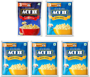 ACT II 1 Classic Salted and 4 Golden Sizzle Flavour Popcorn,Each 40g ...