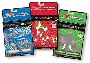 MELISSA & DOUG Scratch Art Activity Books Set - Safari Animals, Animal ...