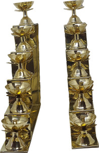 ShivaPoojaNeeds Five Step Diya Set Brass (Pack of 2) Table Diya Set ...