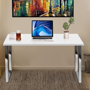 Tablewala Glossy White Office Table Made of Engineered Wood Office ...