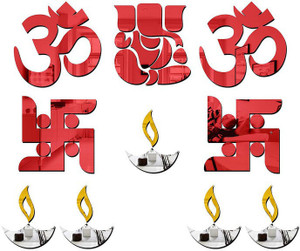 Sketchfab 13 cm Combo Ganesha Red - 3D Acrylic Mirror Stickers for Wall ...