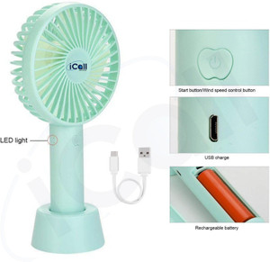 icall Mini Portable USB Hand Fan Built-in Rechargeable Battery Operated ...
