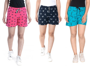 StyleAone Printed Women Multicolor Night Shorts, Regular Shorts ...