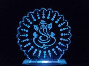MF GANESHA IN CHAKRA Acrylic 3D Illusion RGB 7 Colour Changing LED Plug ...