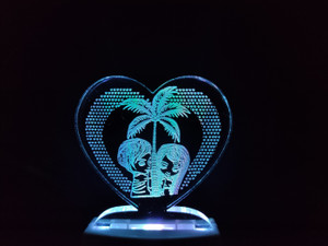 kampbros LOVE COUPLE HEART TREE Acrylic 3D Illusion RGB Colour Changing ...