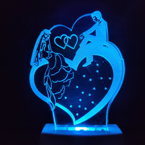FROLIK LOVE COUPLE WITH HEART Acrylic 3D Illusion RGB Colour Changing ...