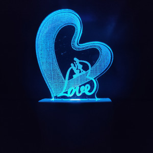 Talgo LOVE HEART COUPLE Acrylic 3D Illusion RGB 7 Colour Changing LED ...