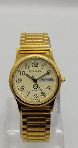 Royalex Men's Watch Ivory Dial Day and Date Golden Case And Golden ...