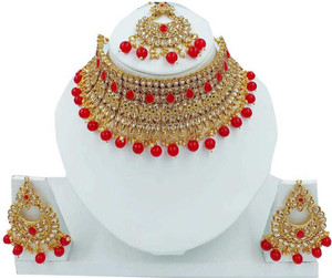 RD IMMITATION Alloy Gold-plated Red, Gold Jewellery Set Price in India ...