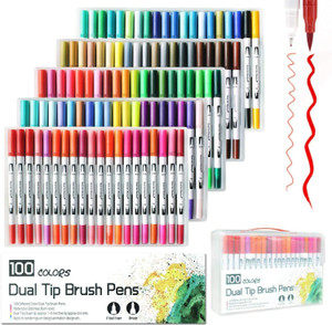 Flipkart.com | BM RETAIL 100 Colors Dual Tip Markers 0.4mm Fine Liners ...