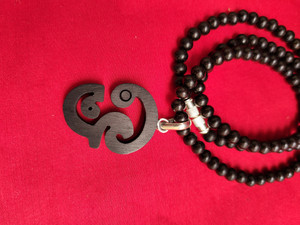 Pratishtha Handicraft Karungali Kattai Tamil Om Locket with Mala Wood ...