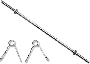 GYM BANDITS 3 ft. Straight Rod with 2 Steel Locks Weight Lifting Bar ...