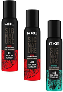 AXE SIGNATURE 2 INTENSE & 1 MYSTERIOUS PERFUME BODY SPRAY EACH 122ML ...