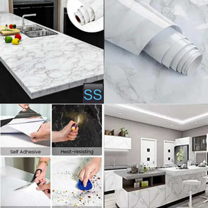 ravariya graphics 200 cm White marble wall sticker High Gloss Marble ...