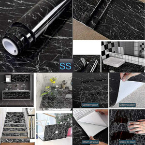 ravariya graphics 200 cm Black wall sticker High Gloss Marble Furniture ...