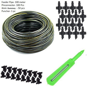 PEP SOLUTION Drip Irrigation 4MM Feederline Pipe & Pin Connector (100 ...