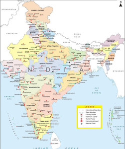 Poster Beautiful India Map sl104 (Plastic Large Wall Poster, 36x24 ...