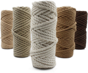 Bobbiny 3 ply Twisted Cotton Macrame thread Each Color 10 Meter 4mm ...