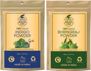 Khadi Ark Indigo & Bhringraj Powder for Natural Shiny Black Strong ...