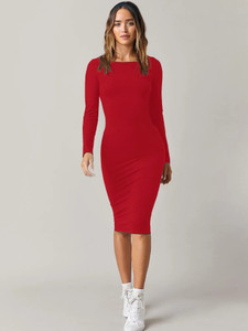 TECHNO WORLD Women Bodycon Red Dress - Buy TECHNO WORLD Women Bodycon ...