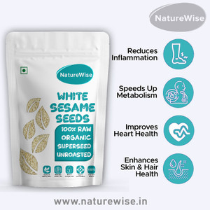 Naturewise Organic Premium Quality Raw Safed Til (White Sesame Seeds ...