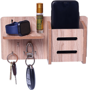 LICHEE 5 Hooks and 1 Mobile 2 in 1 Premium Wooden Keys & Mobile Stand ...