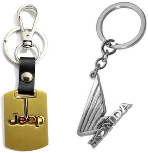 Blue Aura Combo of Wings Honda Logo Metal & Golden Jeep Metal Hook ...