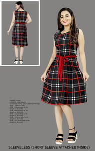 maruti fab Women Skater Maroon Below Knee Dress - Buy maruti fab Women ...