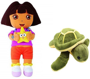 MEEJU COMBO OF DORA DOLL AND TURTLE Plush Smooth for Kids to Hug and ...