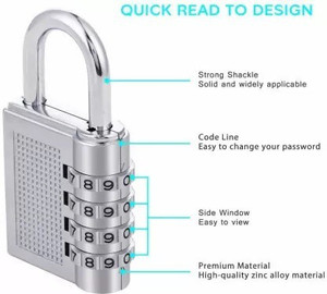 adorrobella Resettable Combination 4 Digit Number LOCK Combination Lock ...