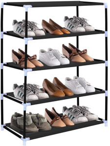 Lalan Home Creative 4 layer collapsible shoe rack (Black) Plastic ...