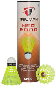 TRIUMPH Nylon Badminton Shuttlecocks Pack of 6, High Speed NEO 2000 ...