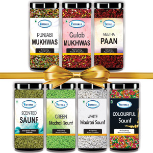 Victuals Combo of 7 Mukhwas Saunf, Colored Saunf, White Saunf, Green ...