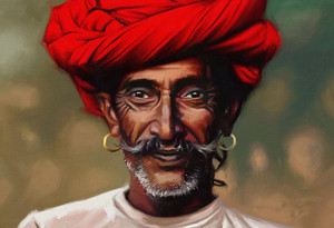Poster Traditional Man Indian Paintings sla03 (Large Poster, 36x24 ...