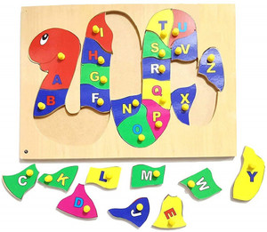 cheel Wooden English Uppercase A to Z Alphabets / Snake Puzzle Tray ...