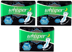 Whisper Ultra night XXL+ 6+6+6 Sanitary Pads (Pack of 3) Sanitary Pad ...